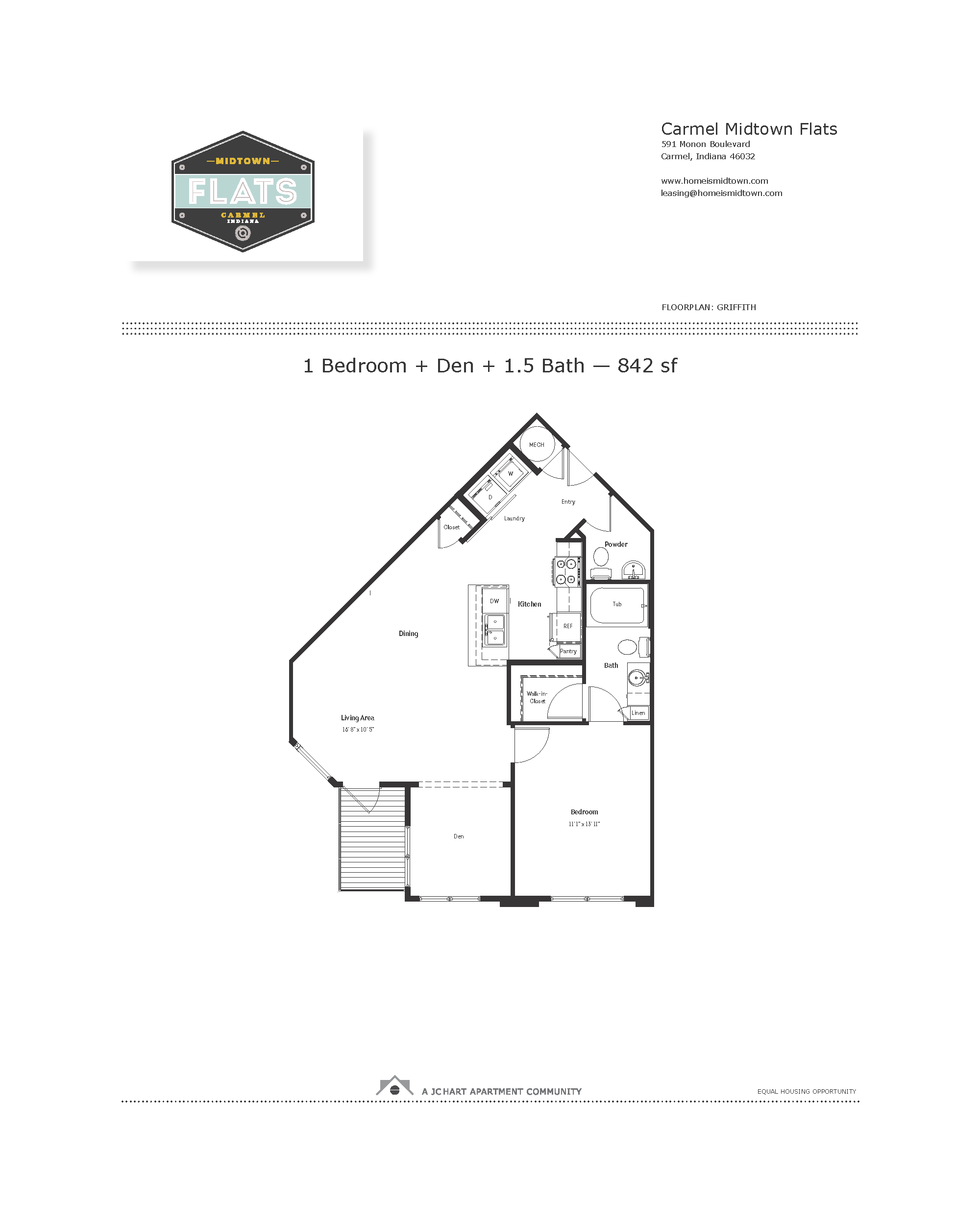 Griffith 1 Bedroom + Den Floor Plan | Midtown Flats